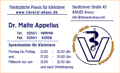 Tierarzt in Ahaus - Dr. Malte Appelius - Kleintierpraxis